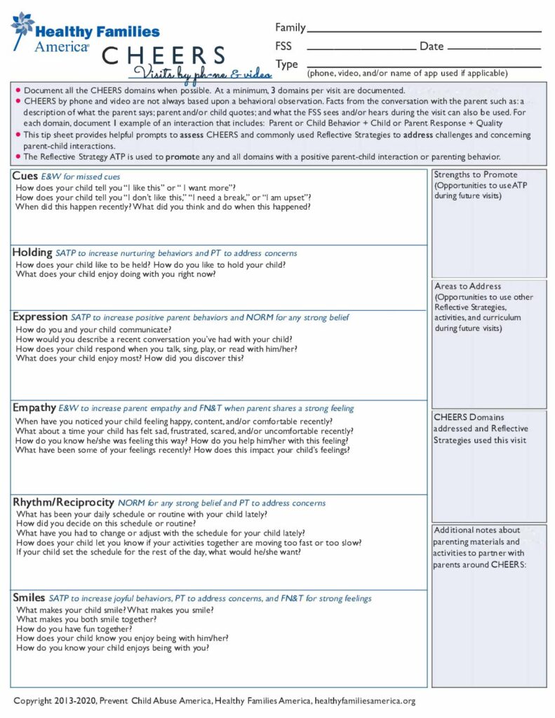 CHEERS Tip Sheet by Phone and Video – Healthy Families San Diego County